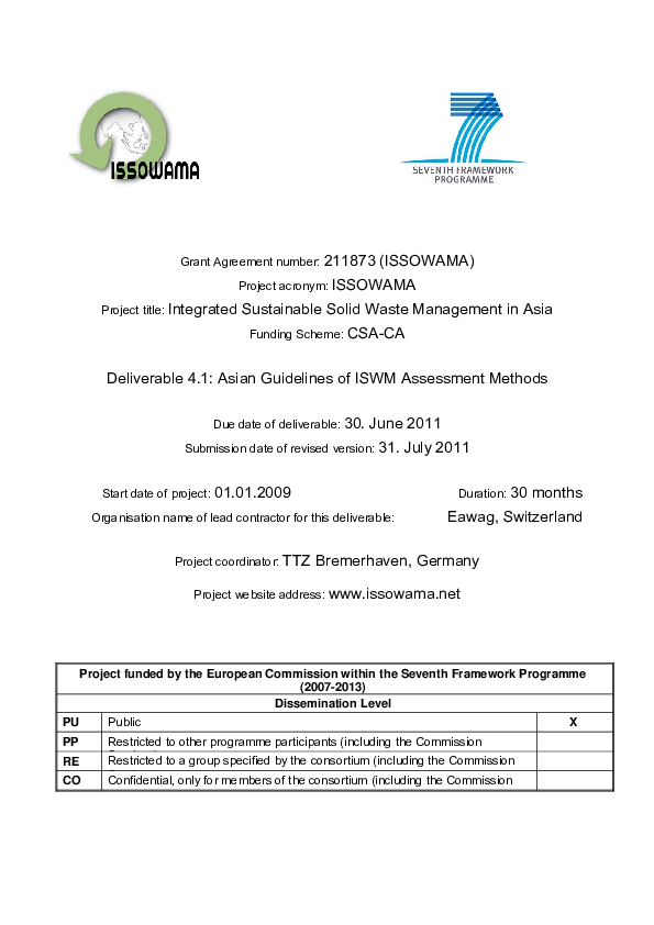(PDF) Asian Guidelines of ISWM Assessment Method
