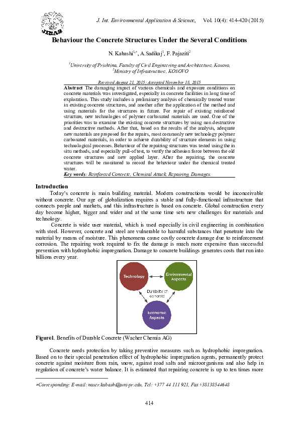 (PDF) Behaviour the Concrete Structures Under the Several Conditions