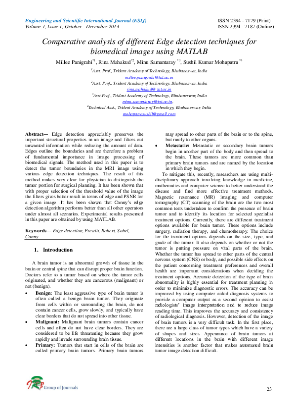 (PDF) Comparative analysis of different Edge detection techniques for ...