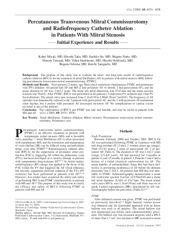 (PDF) Percutaneous transvenous mitral commissurotomy using Inoue balloon in children less than ...