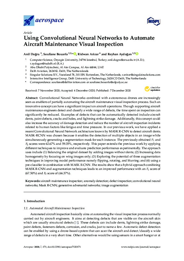 Using Convolutional Neural Networks To Automate Aircraft Maintenance Visual Inspection
