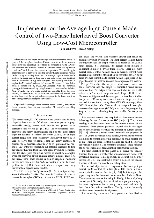 (PDF) Implementation the Average Input Current Mode Control of Two ...