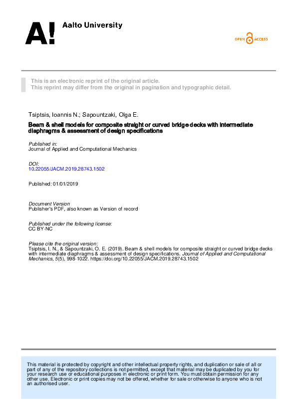 (PDF) Beam & Shell Models for Composite Straight or Curved Bridge Decks ...