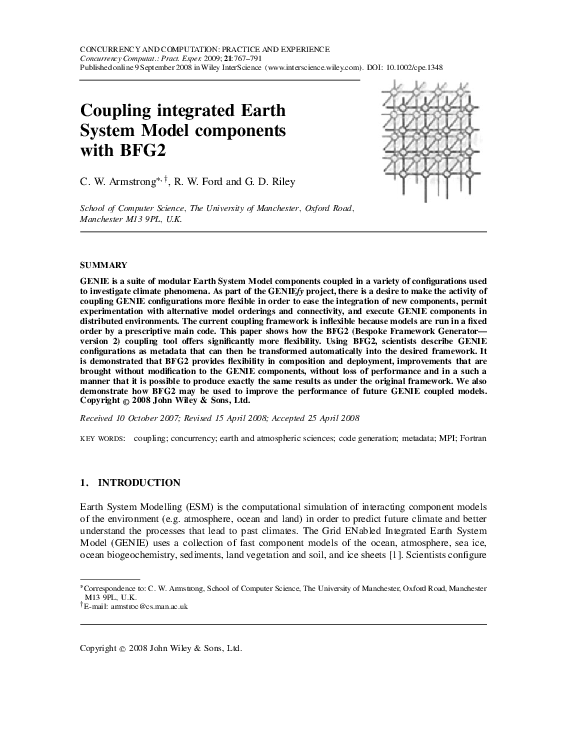 (PDF) Coupling integrated Earth System Model components with BFG2