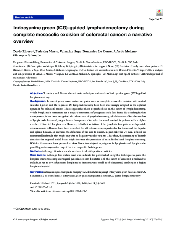 (PDF) Indocyanine green (ICG)-guided lymphadenectomy during complete ...