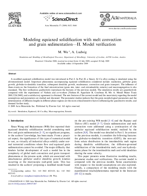 (PDF) Equiaxed Solidification Model Verification