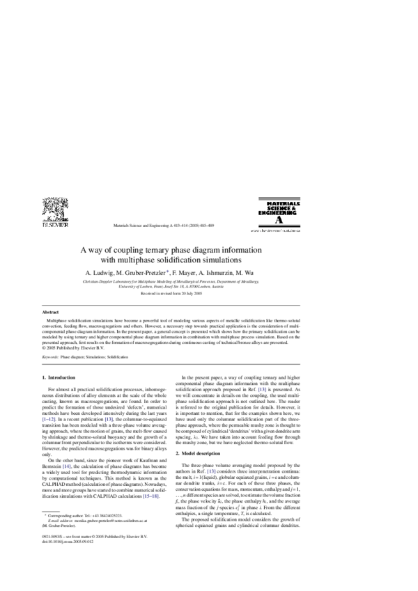 Pdf A Way Of Coupling Ternary Phase Diagram Information With Multiphase Solidification Simulations