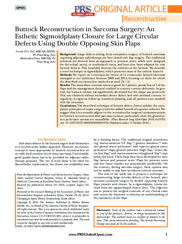 (PDF) Buttock Reconstruction in Sarcoma Surgery: An Esthetic ...