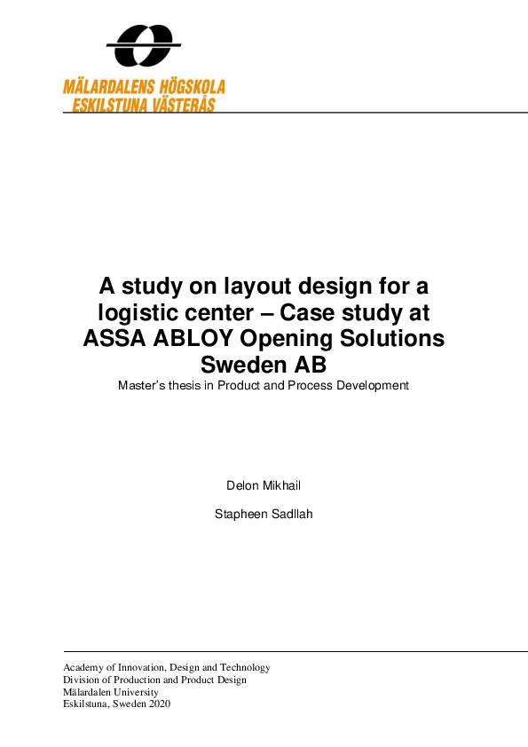 (PDF) A study on layout design for a logistic center – Case study at ASSA ABLOY Opening Solutions