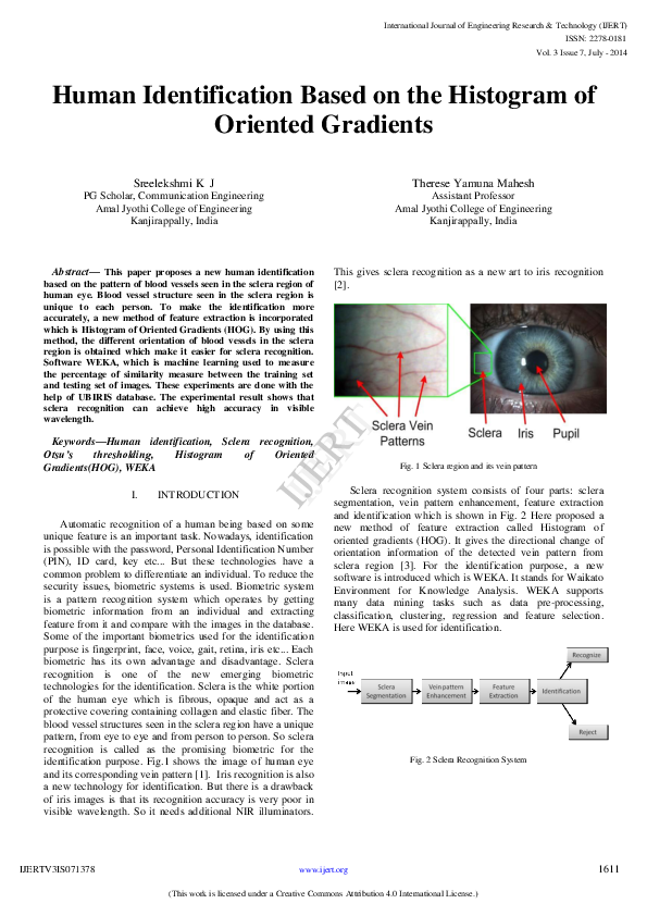 Pdf Human Identification Based On The Histogram Of Oriented Gradients