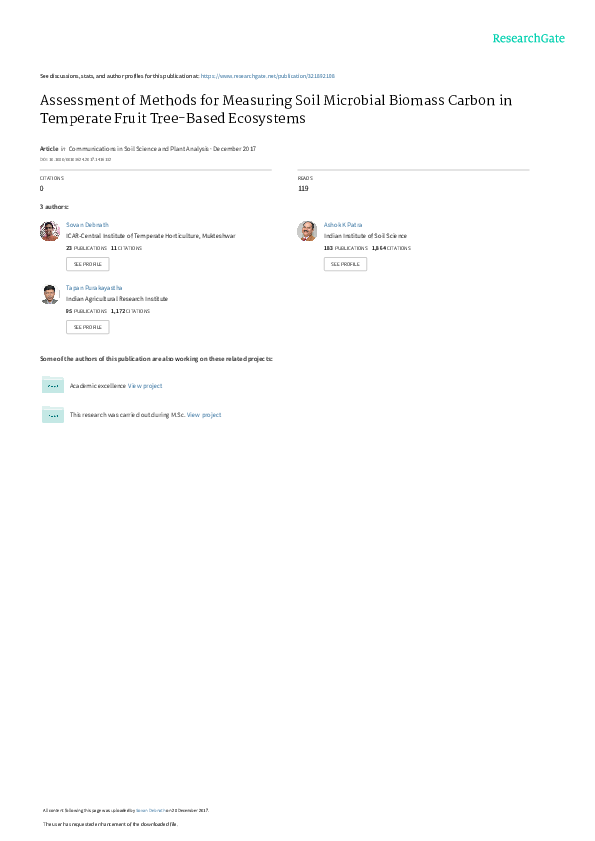 (PDF) Assessment of Methods for Measuring Soil Microbial Biomass Carbon ...