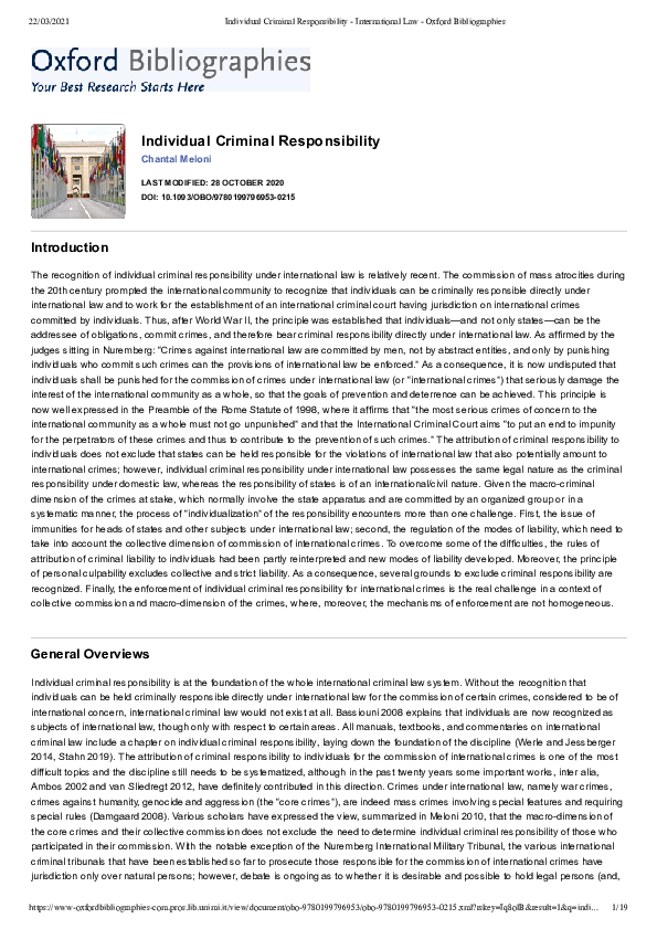 (PDF) Individual Criminal Responsibility