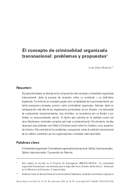 (PDF) El concepto de criminalidad organizada transnacional: problemas y propuestas