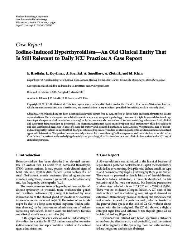 (PDF) Iodine-induced hyperthyroidism-an old clinical entity that is ...