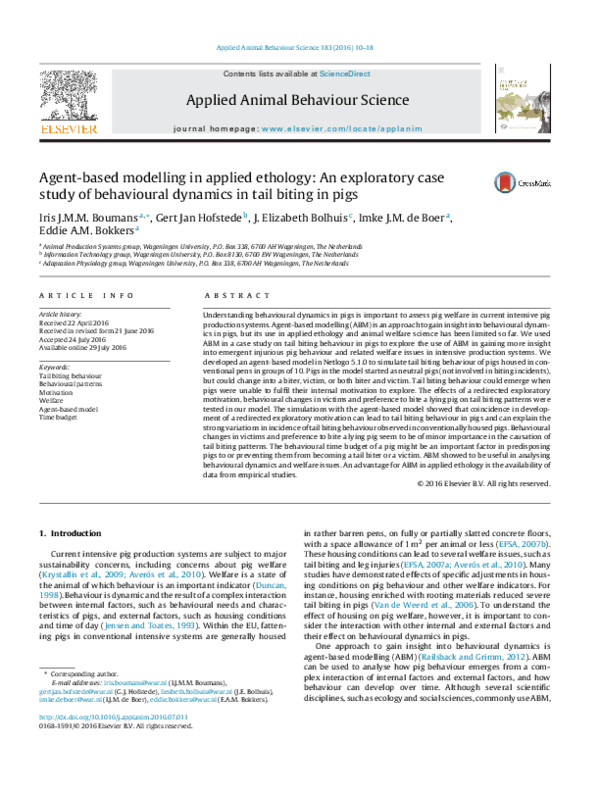 (PDF) Agent-based modelling in applied ethology: An exploratory case ...
