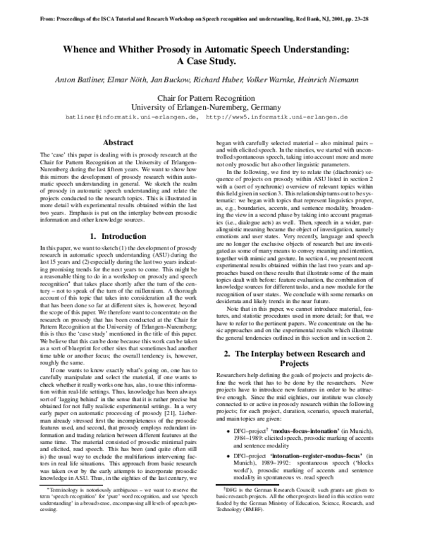 (PDF) Whence and whither prosody in automatic speech understanding: a ...
