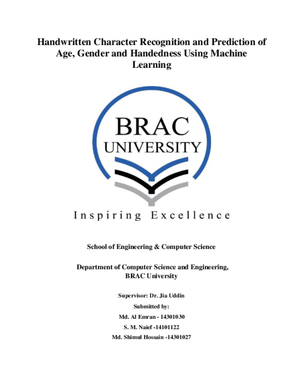 Pdf Handwritten Character Recognition And Prediction Of Age Gender And Handedness Using