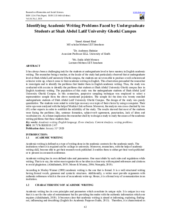 (PDF) Identifying Academic Writing Problems Faced by Undergraduate ...