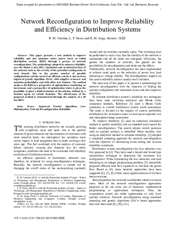 (PDF) Network reconfiguration to improve reliability and efficiency in ...