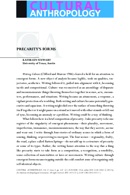 (PDF) Precarity's Forms