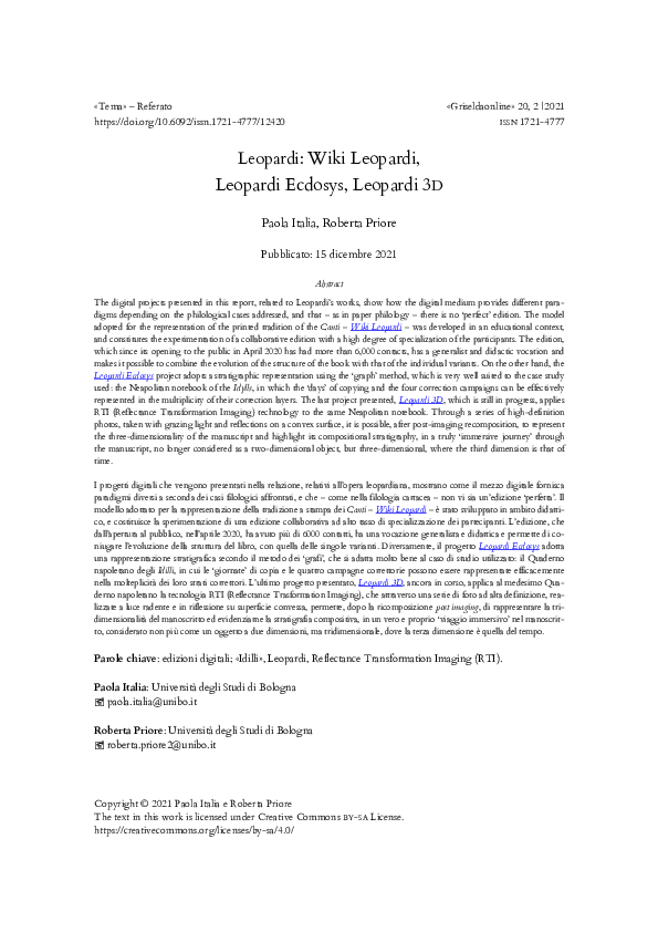 (PDF) Leopardi: Wiki Leopardi, Leopardi Ecdosys, Leopardi 3D