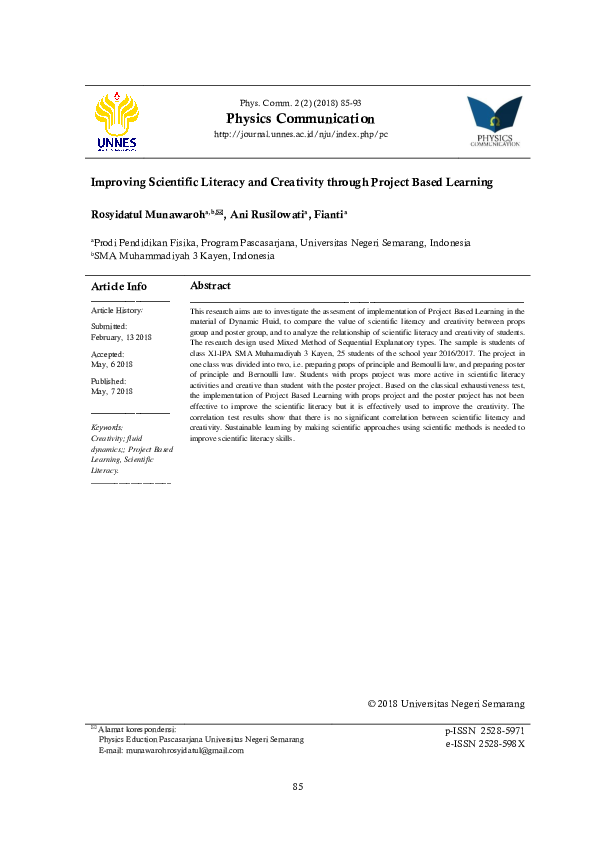 (PDF) Literacy and Creativity through Project Based Learning