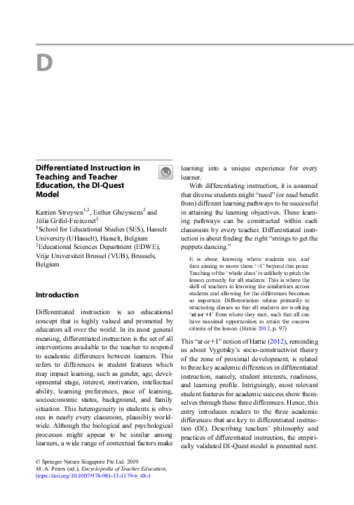 (PDF) Differentiated Instruction in Teaching and Teacher Education, the ...