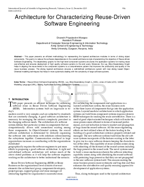 (PDF) Architecture for Characterizing Reuse-Driven Software Engineering