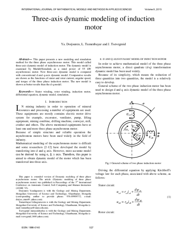 (PDF) Three-axis dynamic modeling of induction motor