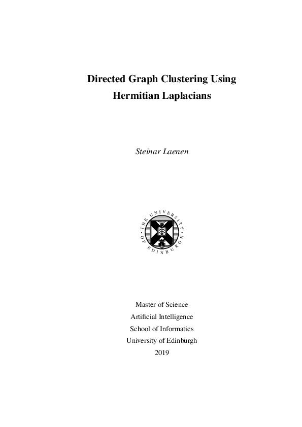 (PDF) Directed Graph Clustering Using Hermitian Laplacians