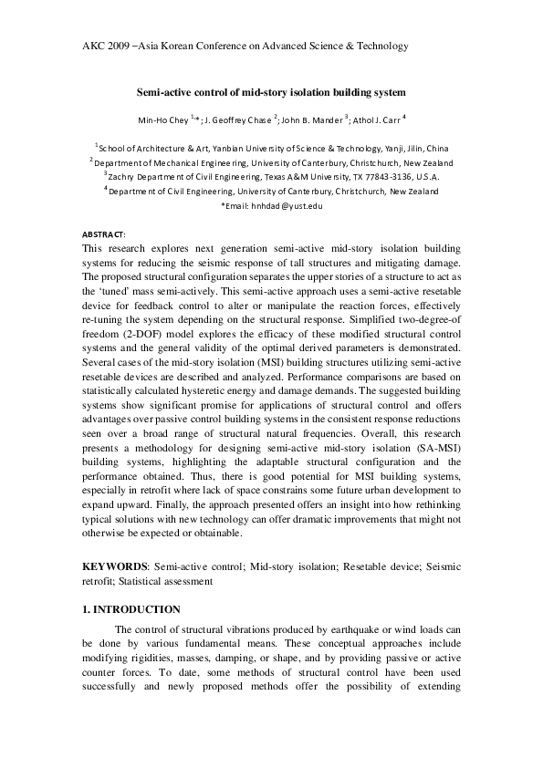(PDF) Semi-active control of mid-story isolation building system
