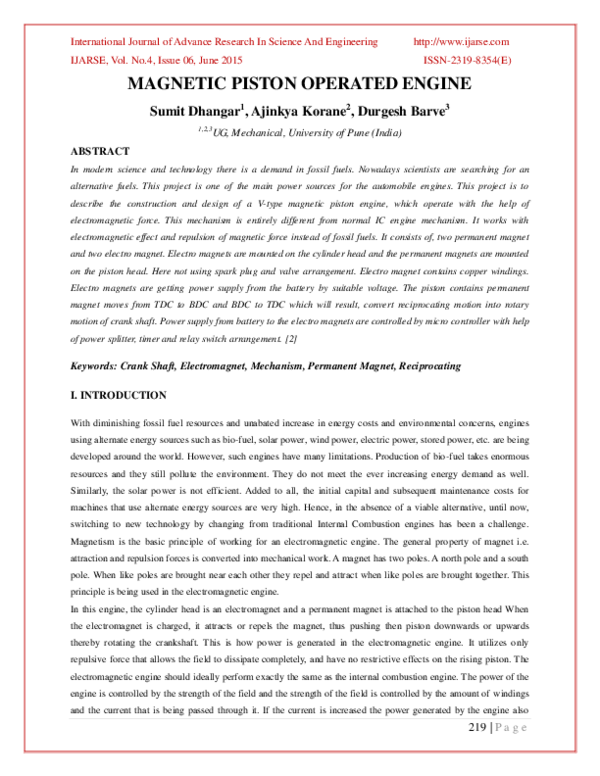 (PDF) Magnetic Piston Operated Engine