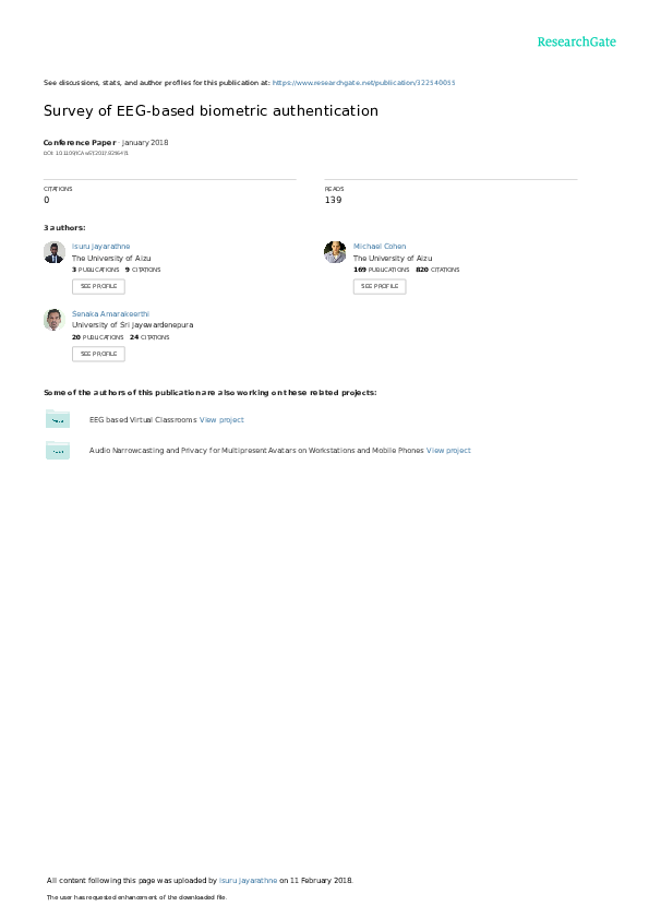 (PDF) Survey of EEG-based biometric authentication Conference