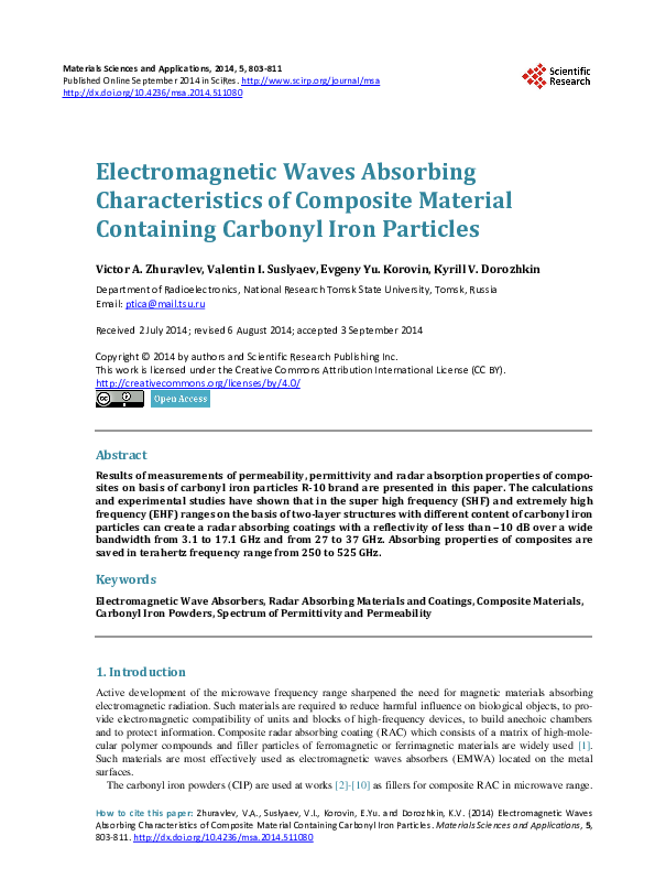 (PDF) Electromagnetic Waves Absorbing Characteristics of Composite ...