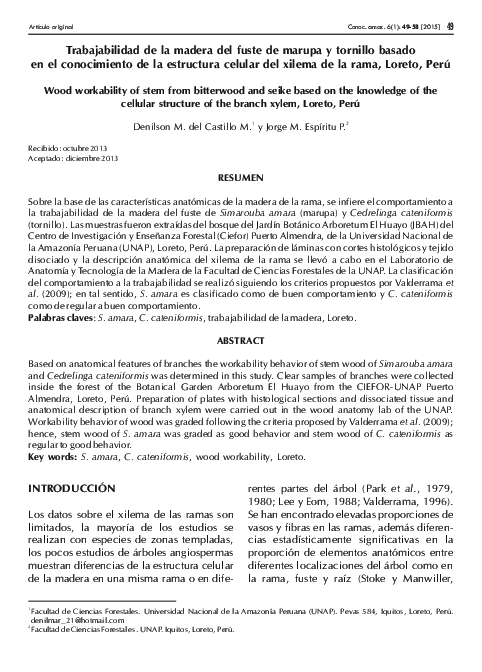 (PDF) Trabajabilidad de la madera del fuste de marupa y tornillo basado ...