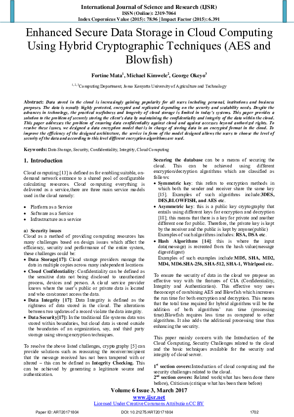 (PDF) Enhanced Secure Data Storage in Cloud Computing Using Hybrid ...