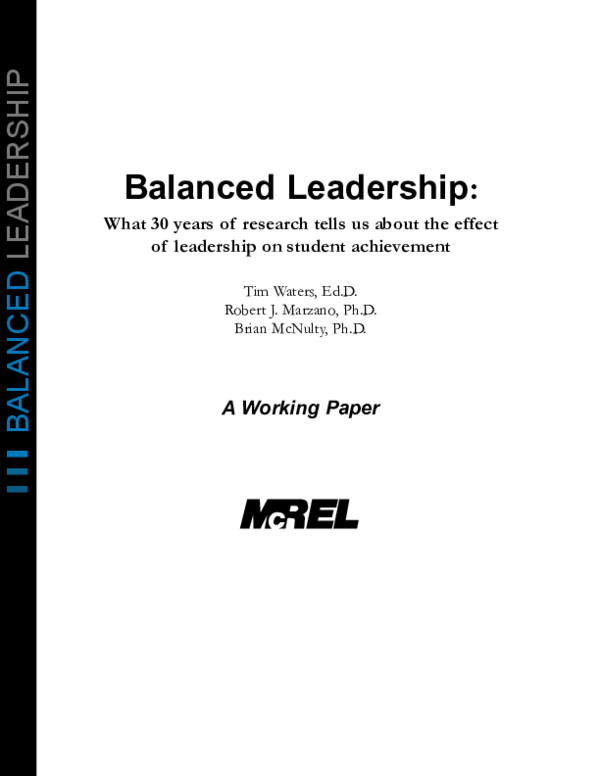 (PDF) Balanced Leadership: What 30 Years of Research Tells Us about the ...