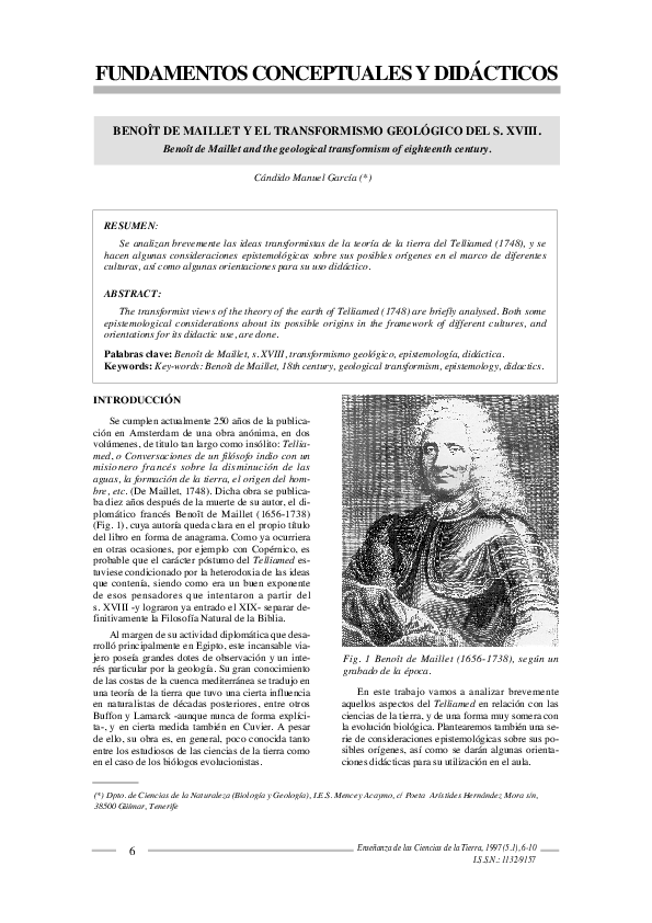 (PDF) Benoît de Maillet y el transformismo geológico del sS. XVIII