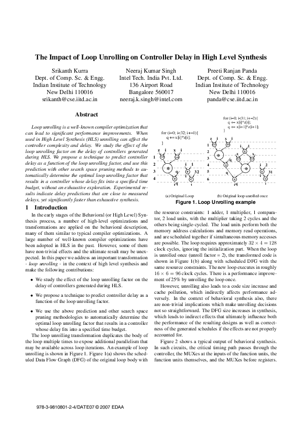 (PDF) The impact of loop unrolling on controller delay in high level ...