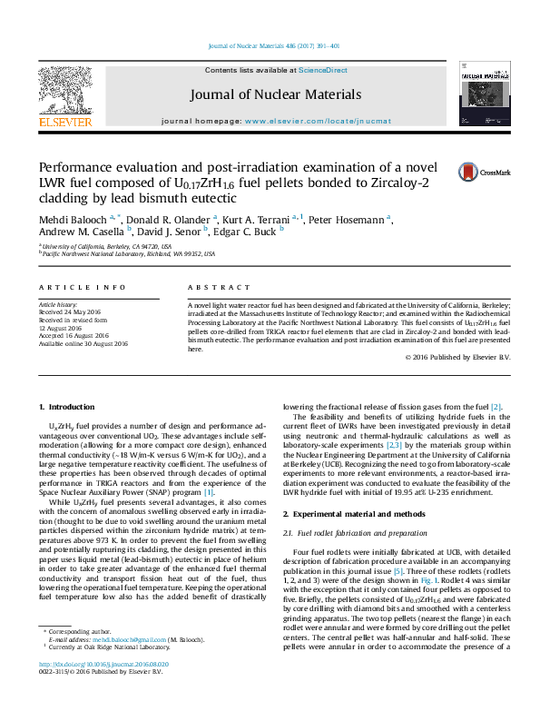 (PDF) Performance evaluation and post-irradiation examination of a ...
