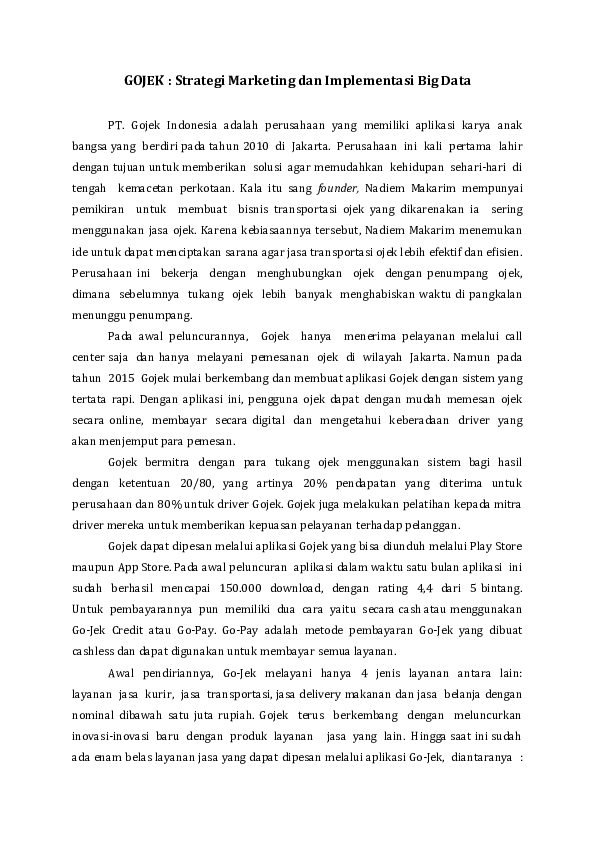 (DOC) GOJEK : Strategi Marketing dan Implementasi Big Data