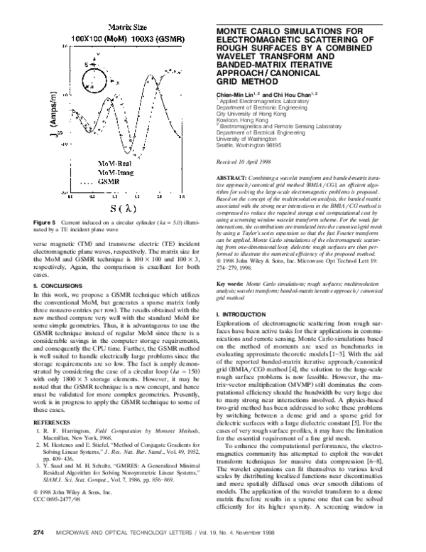 (PDF) Monte Carlo simulations for electromagnetic scattering of rough surfaces by a combined ...