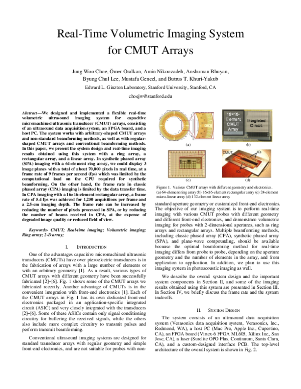 (PDF) Real-Time Volumetric Imaging System for CMUT Arrays