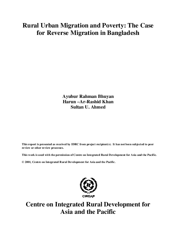 (PDF) Rural Urban Migration and Poverty: The Case for Reverse Migration ...