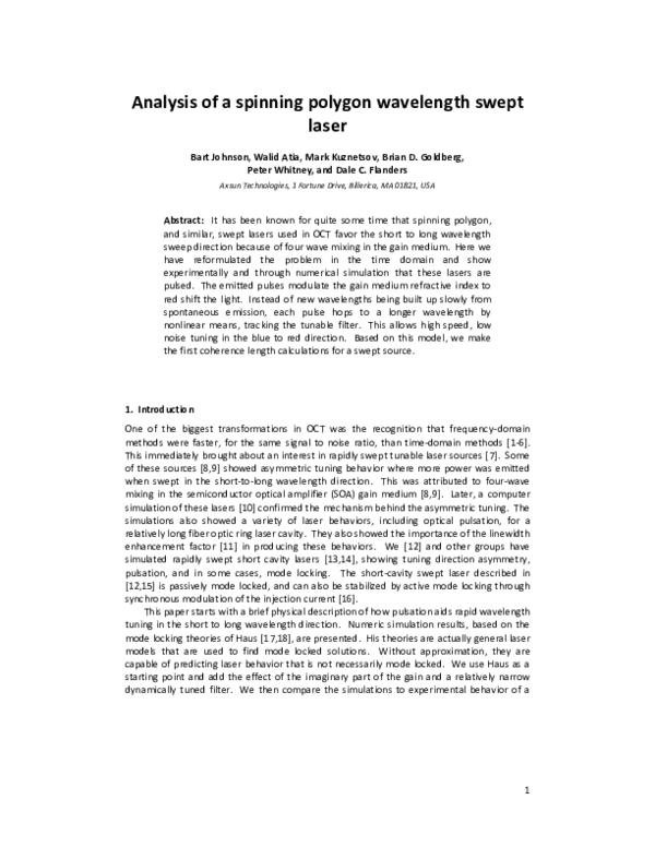 (PDF) Analysis of a spinning polygon wavelength swept laser