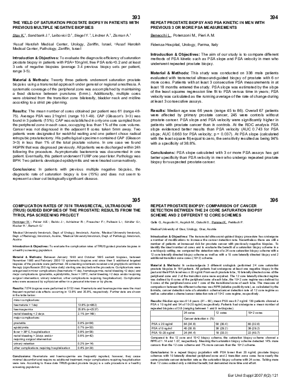 (PDF) 394 Repeat Prostate Biopsy and Psa Kinetic in Men with Previous 3 ...