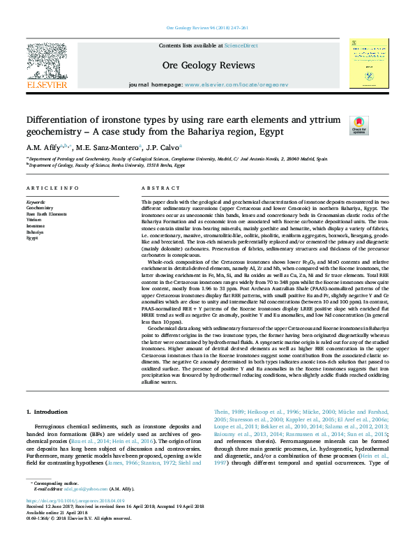 (PDF) Differentiation of ironstone types by using rare earth elements ...