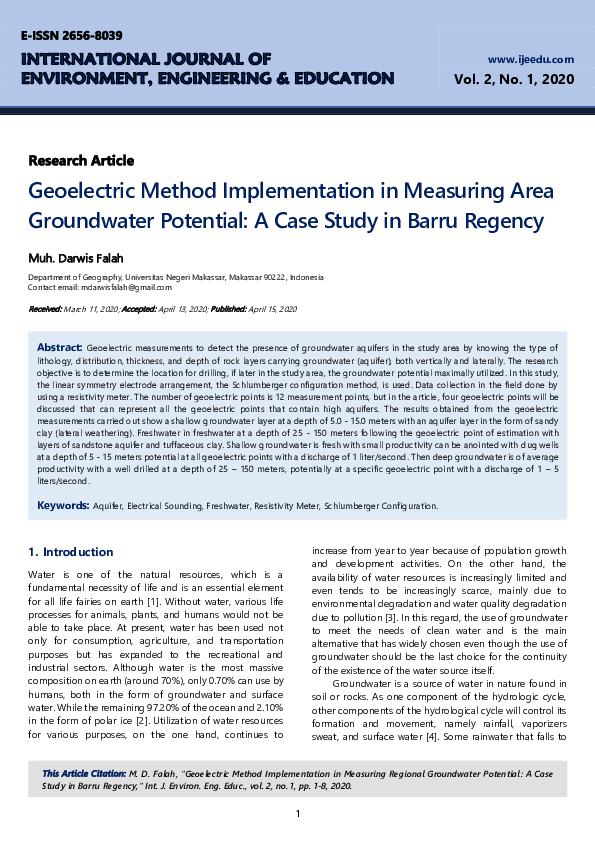 (PDF) Geoelectric Method Implementation in Measuring Area Groundwater ...