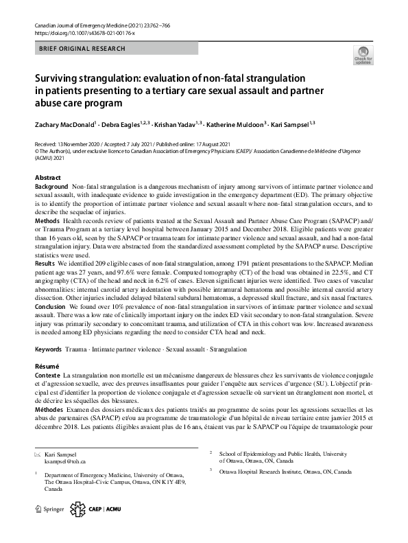 (PDF) Surviving strangulation: evaluation of non-fatal strangulation in ...