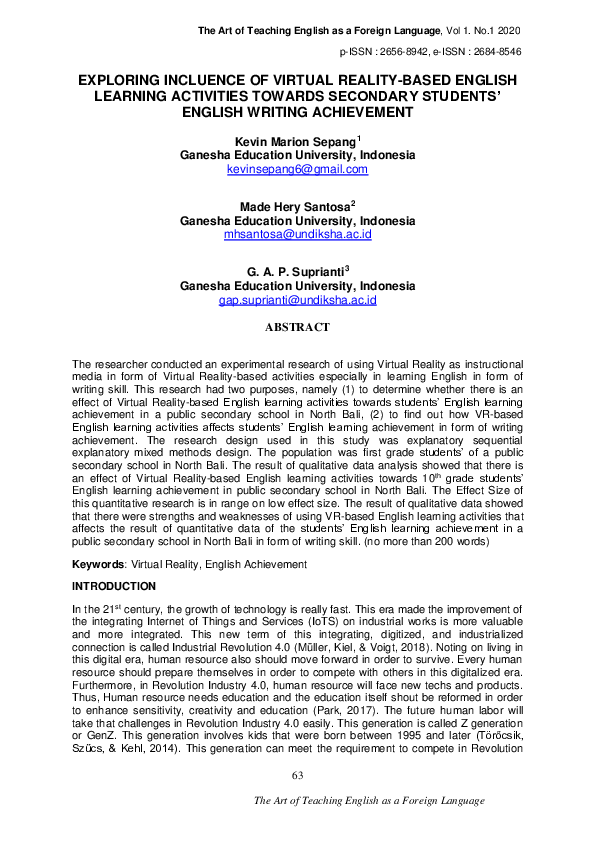 (PDF) Exploring Influence of Virtual Reality-Based English Learning ...